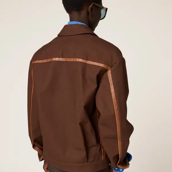 Miu Miu Jacquard Canvas Blouson Jacket - Cocoa Brown | Editorialist